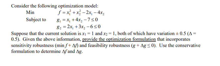 Consider the following optimization model Mlin ubject | Chegg.com