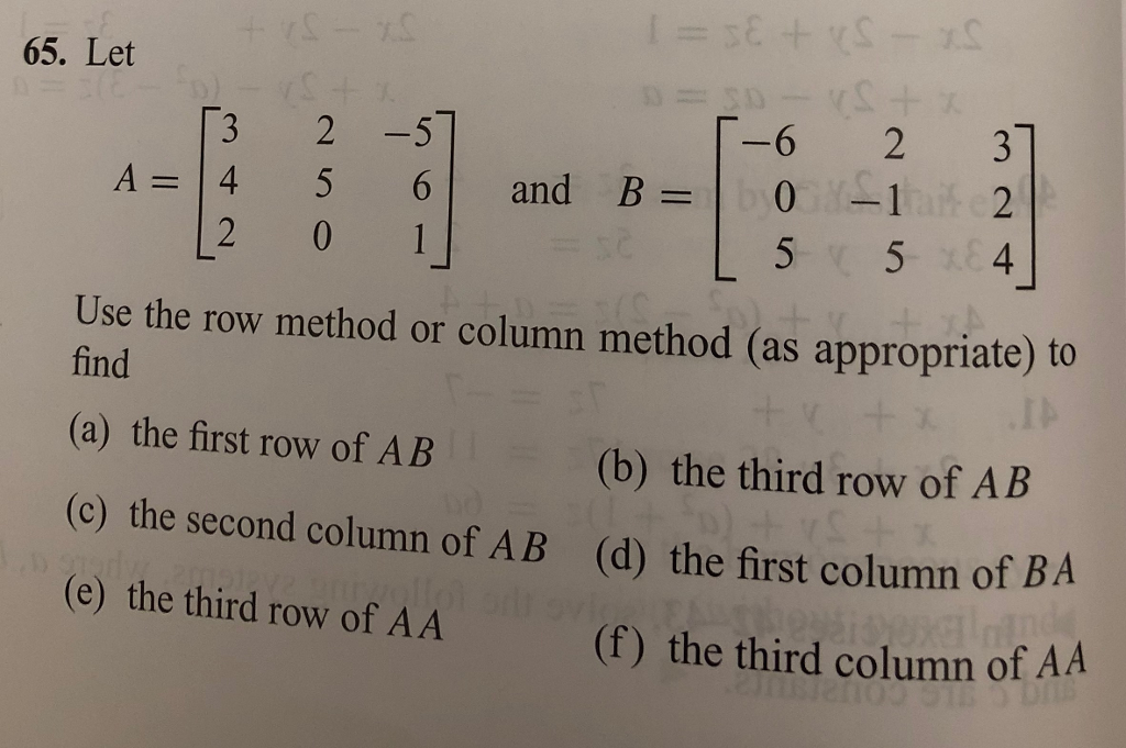 Solved 65. Let 3 2 -5 A=14 5 61 and B-| 0-1 2 Use the row | Chegg.com