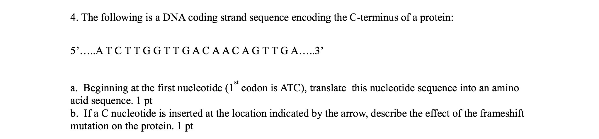 Solved 4. The following is a DNA coding strand sequence | Chegg.com