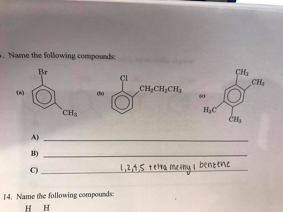 Solved Name the following compounds: Br (a) (b) CH A) B) 14. | Chegg.com