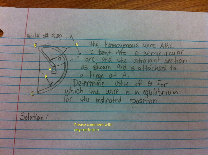 Solved The homogenous wine ABC is bent into a semicircular | Chegg.com