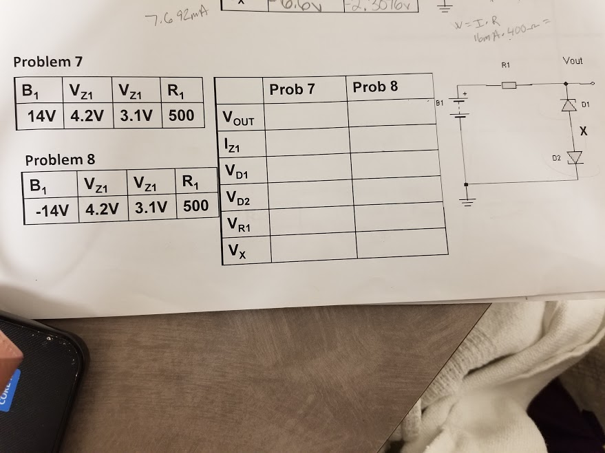 Solved Use 'ideal' zener diode model (.7 if forward biased | Chegg.com
