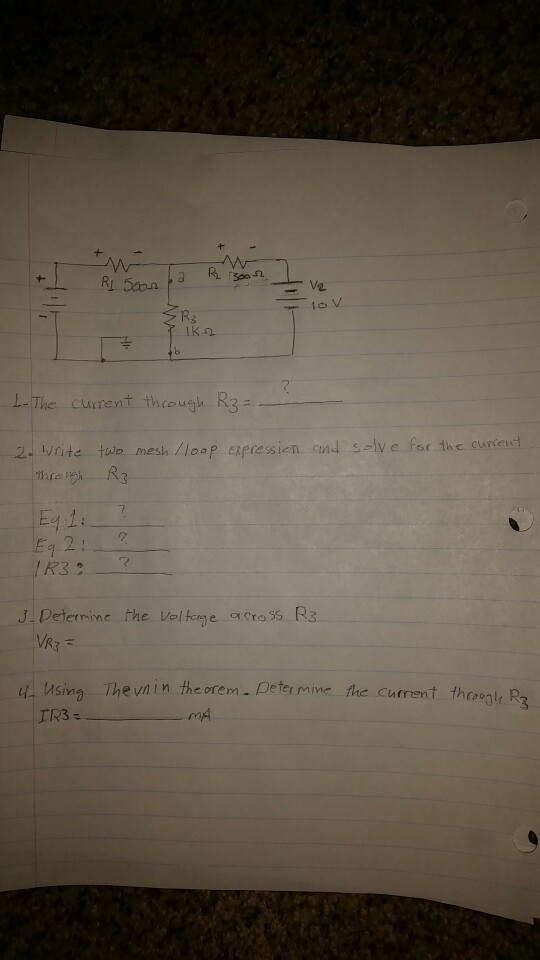 Solved The Current Through R3 2 Write Two Mesh Loop