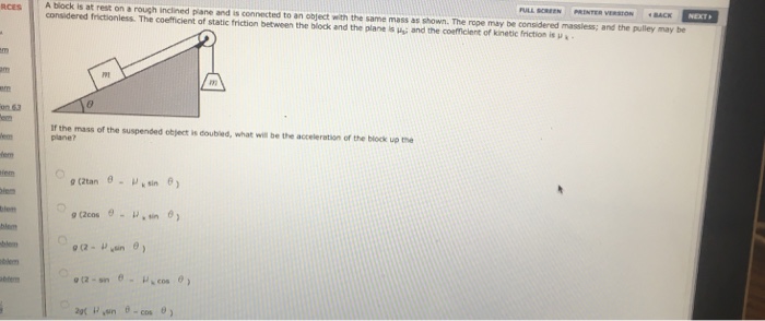 Solved A block is at rest on a rough inclined plane and is | Chegg.com