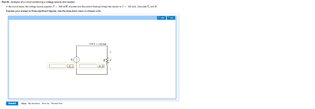 Solved Part A - Calculation of voltage, current, and power | Chegg.com