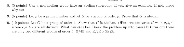 Solved Can a non-abelian group have an abelian subgroup? If | Chegg.com