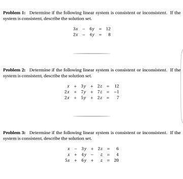 Solved determine if the following linear systems are | Chegg.com