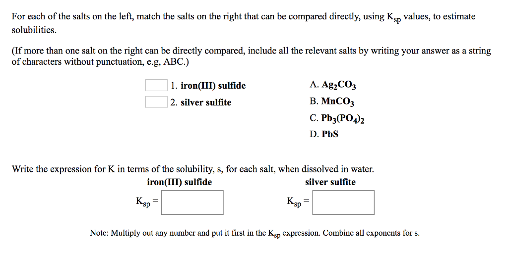 Solved For each of the salts on the left, match the salts on | Chegg.com