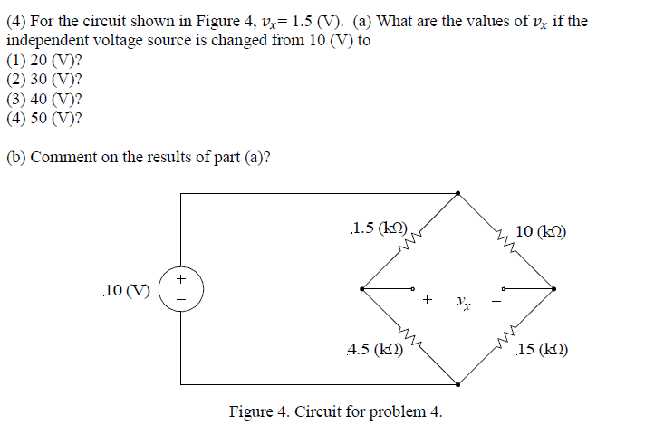 Solved For the circuit shown in Figure 4. vx= 1.5 (V). What | Chegg.com