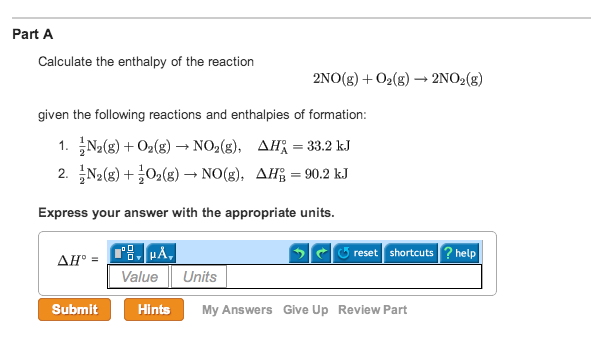 Solved Calculate the enthalpy of the reaction 2NO(g) + | Chegg.com