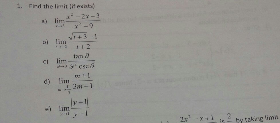 Solved Find the limits (if exists) | Chegg.com