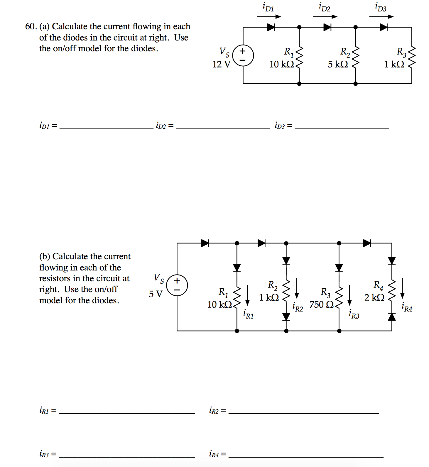 Solved Calculate The Current Flowing In Each Of The Diodes 