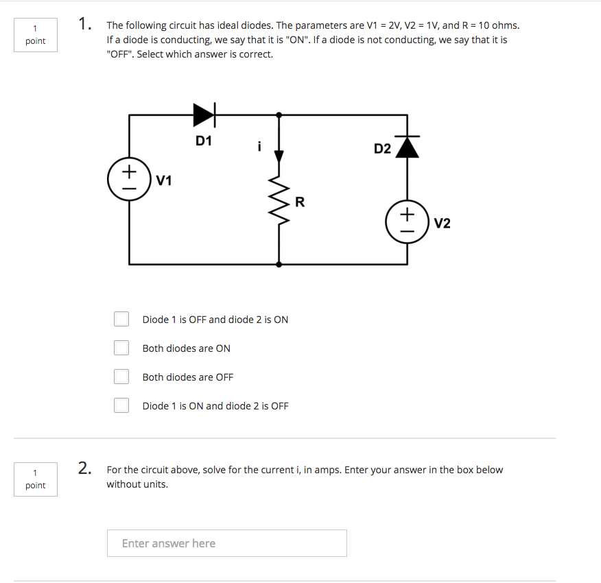 Solved The following circuit has ideal diodes. The | Chegg.com