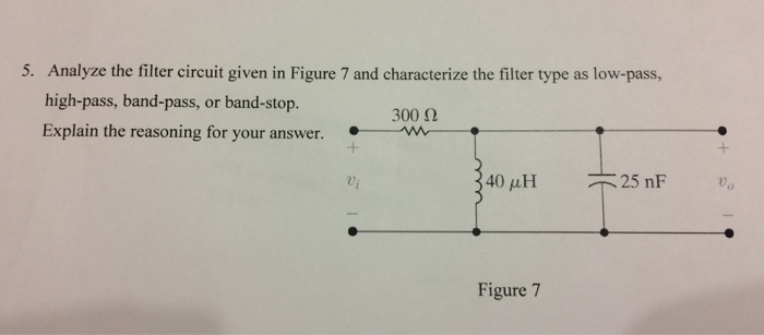 Solved Analyze the filter circuit given in Figure 7 and | Chegg.com