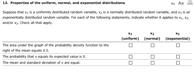 Solved 1. Properties of the uniform distribution Aa A | Chegg.com