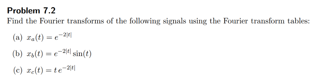 Solved Problem 7.2 Find the Fourier transforms of the | Chegg.com