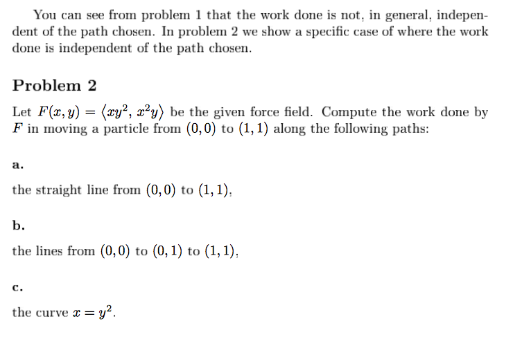 Solved You can see from problem 1 that the work done is not, | Chegg.com