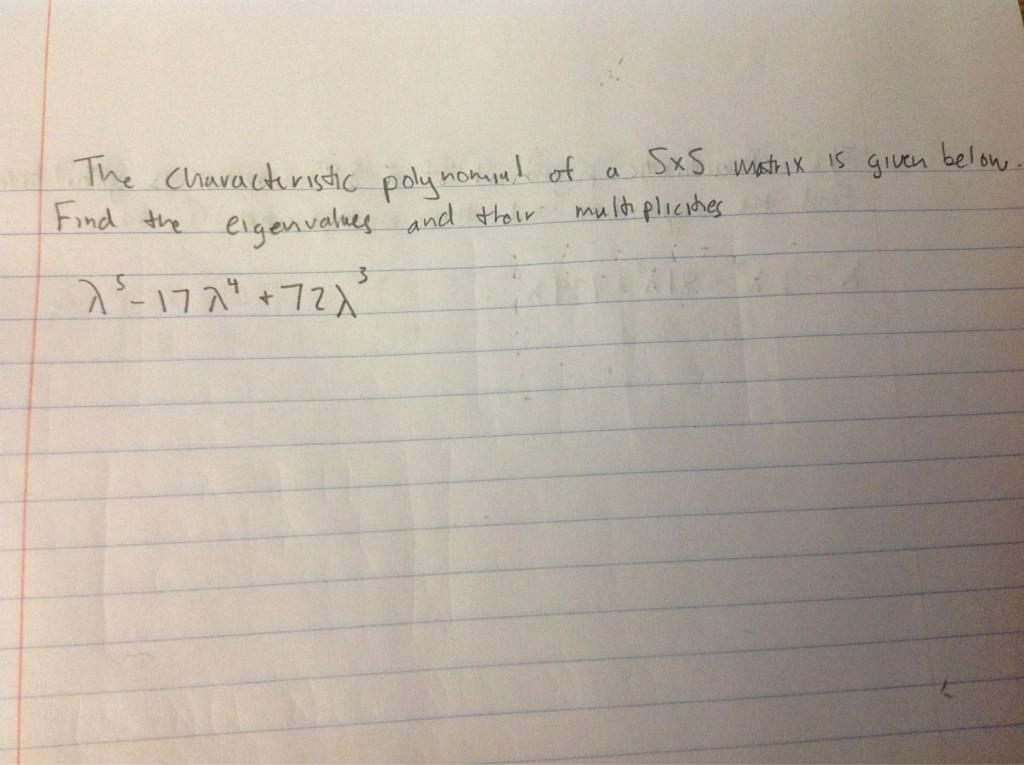 Solved The Characteristic polynomial of a 5 times 5 matrix | Chegg.com