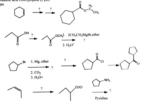 Solved 0 ots H2 CH3 ocH 2CH,CH2MgBr.ether 2. H30 Br . Mg. | Chegg.com