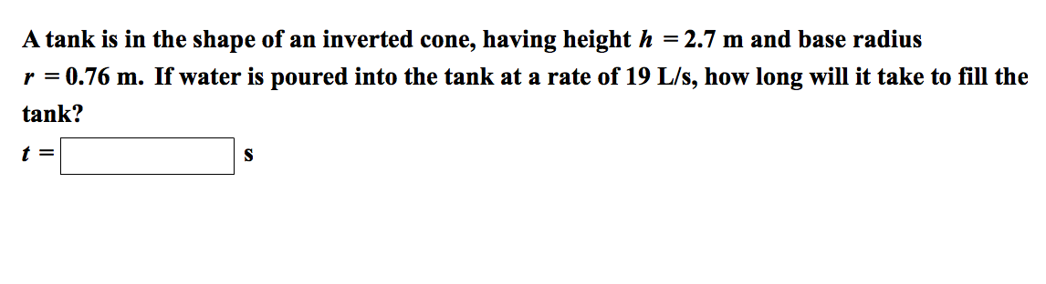Solved A tank is in the shape of an inverted cone, having | Chegg.com