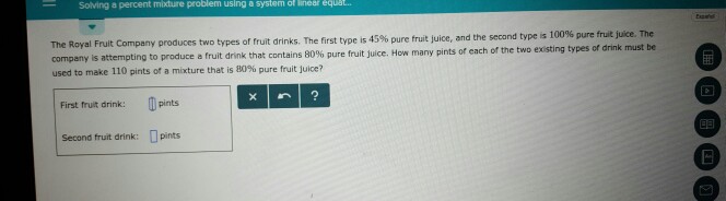 Solved Solving A Percent Mixture Problem Using A System Of