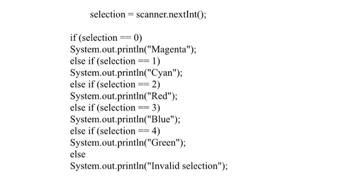 Solved Rewrite the code using a switch statement (Java) | Chegg.com