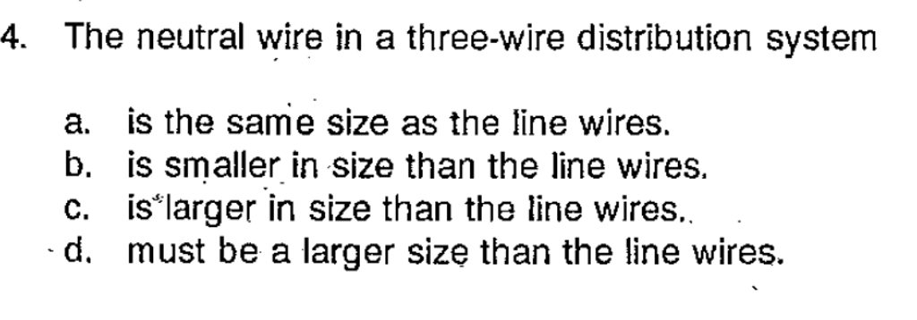 Solved The neutral wire in a three-wire distribution system | Chegg.com