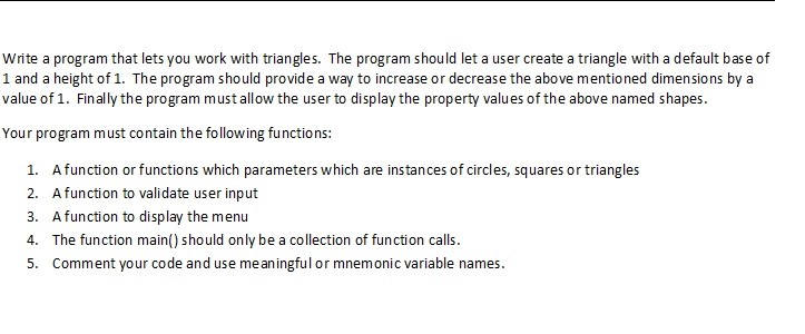 Must use this header file #ifndef Triangle_H #define | Chegg.com