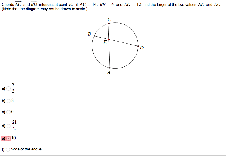 Solved Chords AC and BD intersect at point E, if AC= 14, BE | Chegg.com