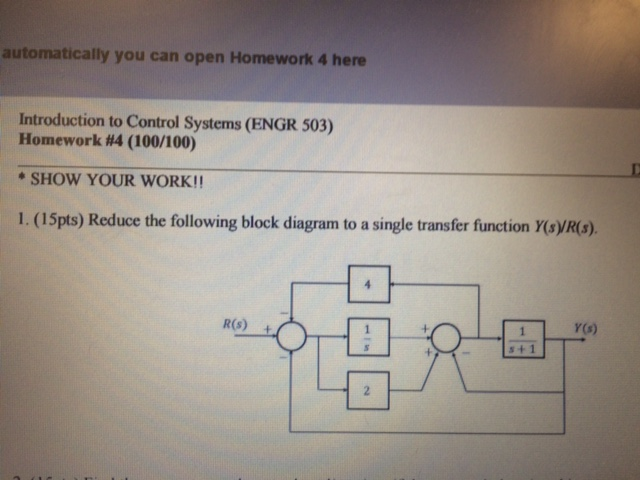 Solved Introduction to Control Systems Homework #4(100/100) | Chegg.com