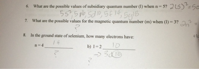 Solved 6. What are the possible values of subsidiary quantum | Chegg.com