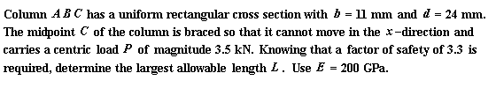 Solved Column ABC has a uniform rectangular cross section | Chegg.com