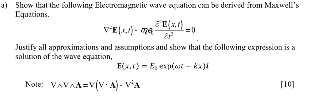 Solved Show that the following Electromagnetic wave equation | Chegg.com