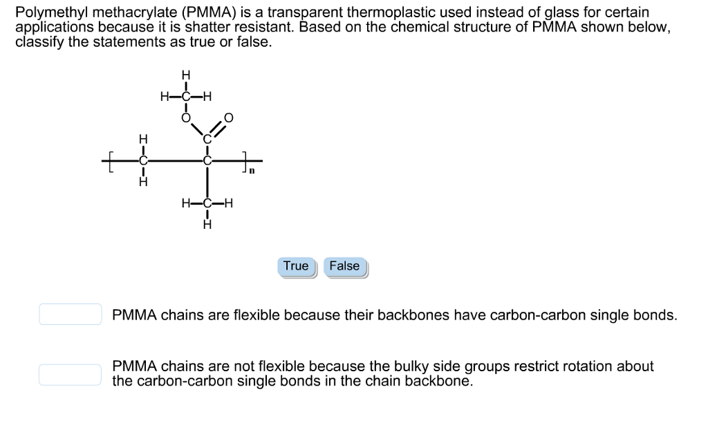 Solved Polymethyl methacrylate (PMMA) is a transparent | Chegg.com
