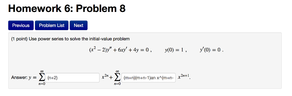 Solved Homework 6: Problem 8 Previous Problem List Next (1 | Chegg.com