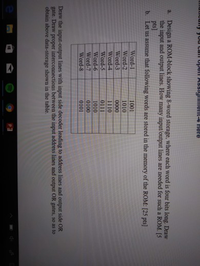 Solved Design a ROM-block showing 8-word storage, where each | Chegg.com