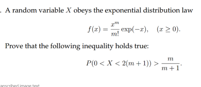 Solved A random variable X obeys the exponential | Chegg.com
