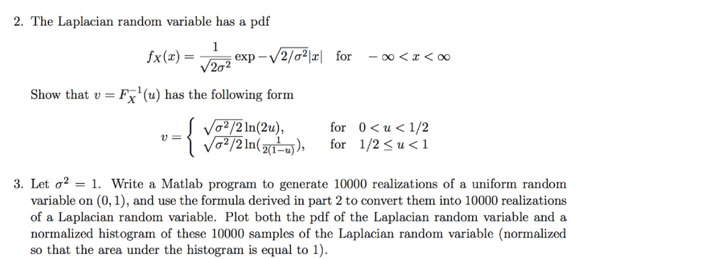 Solved 2 The Laplacian Random Variable Has A Pdf Show That
