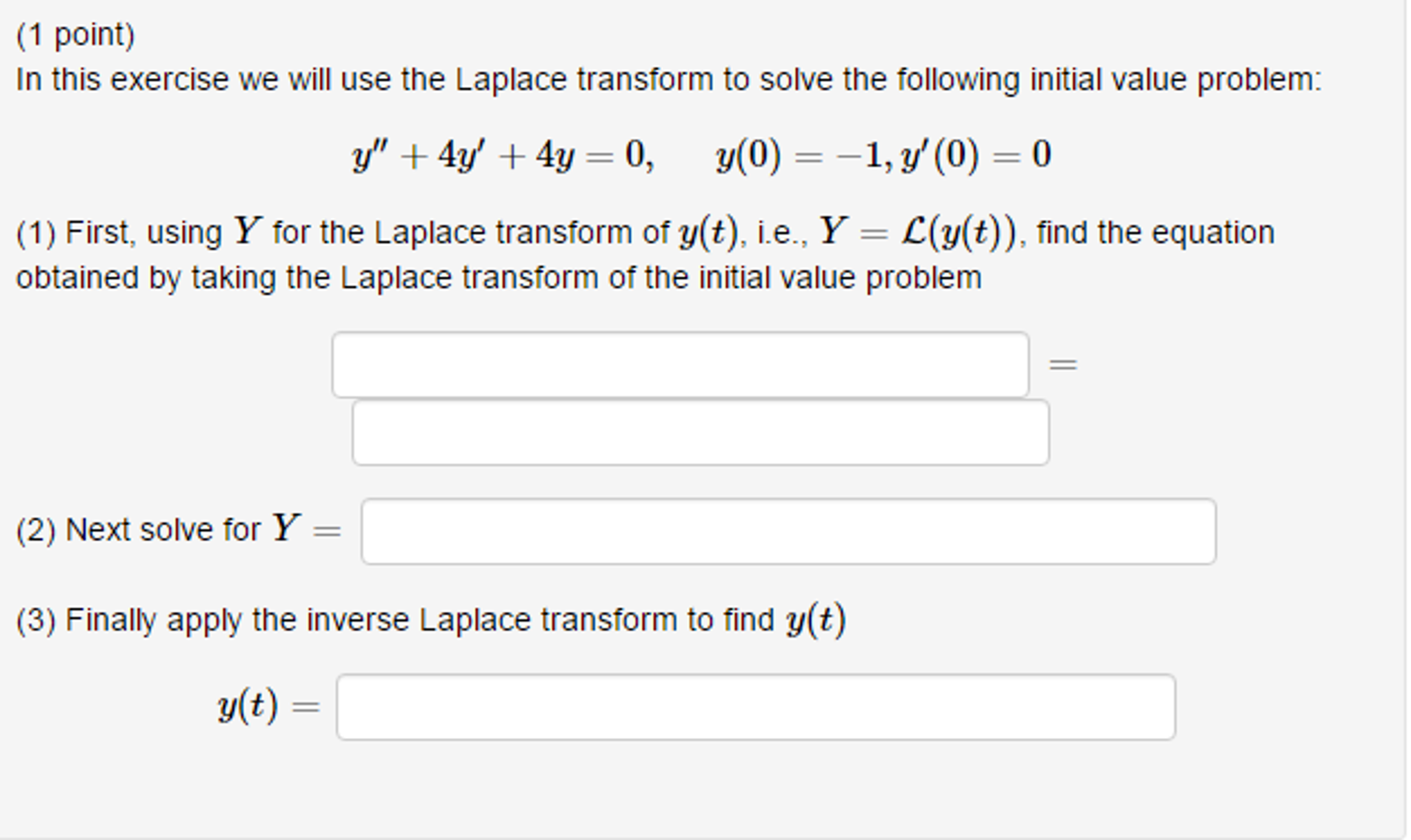 Solved In this exercise we will use the Laplace transform to | Chegg.com