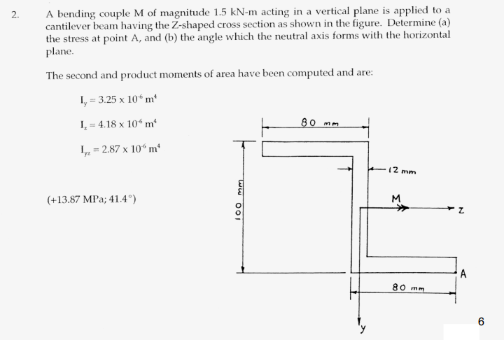 Solved 2. A bending couple M of magnitude 1.5 kN-m acting in | Chegg.com