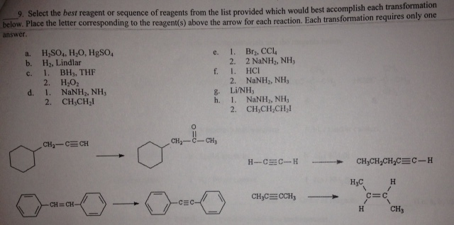 Solved Select the best reagent or sequence of reagents from | Chegg.com