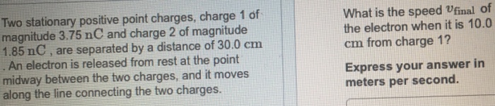 Solved Two stationary positive point charges, charge 1 of | Chegg.com