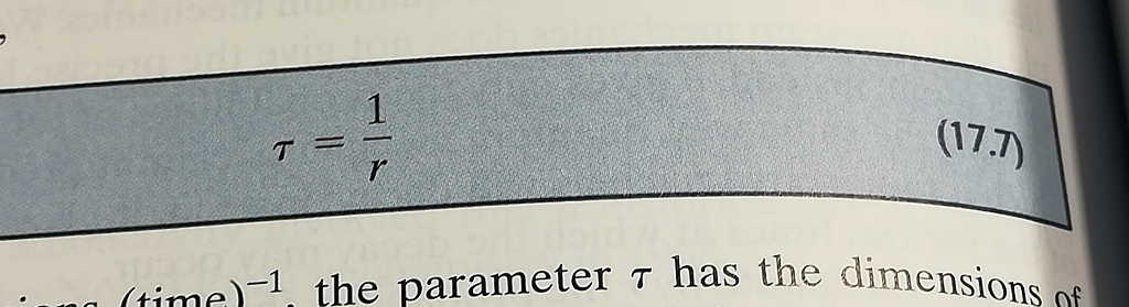 (17 has the dimensions nf (time)-1, the parameter τ | Chegg.com