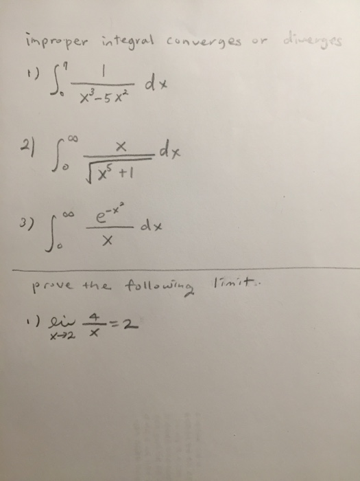 Solved Improper integral converges or diverges | Chegg.com
