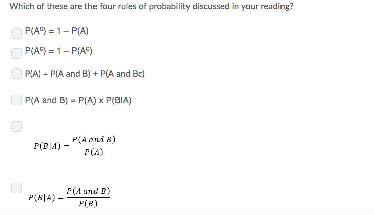 Solved Which of these are the four rules of probability | Chegg.com