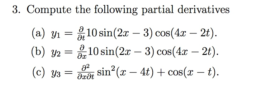 Solved Compute the following partial derivatives (a) y_1 = | Chegg.com