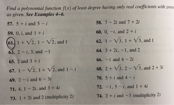 Solved Find a polynomial function f(x) of least degree | Chegg.com