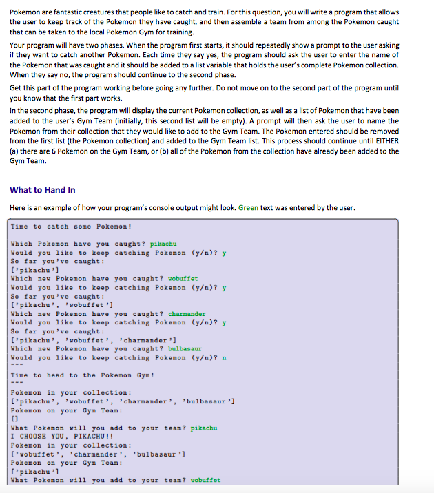 Solved Pokemon are fantastic creatures that people like to | Chegg.com