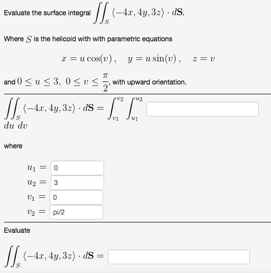 Solved Evaluate the surface integral double integral_S (-4x, | Chegg.com