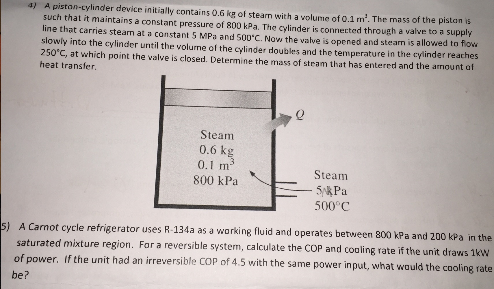 Solved 4) A piston-cylinder device initially contains o.6 kg | Chegg.com